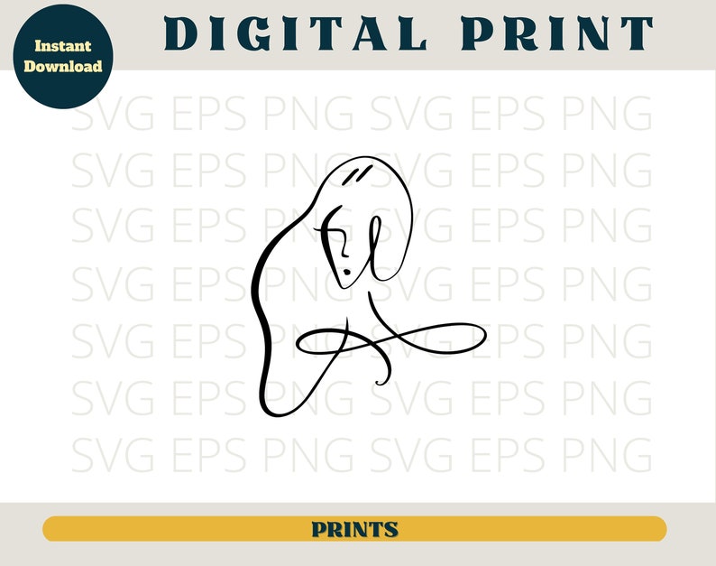 Face Line Art Bundle, Lady Hobo Lineart Bundle, Face Silhouette Clipart ...