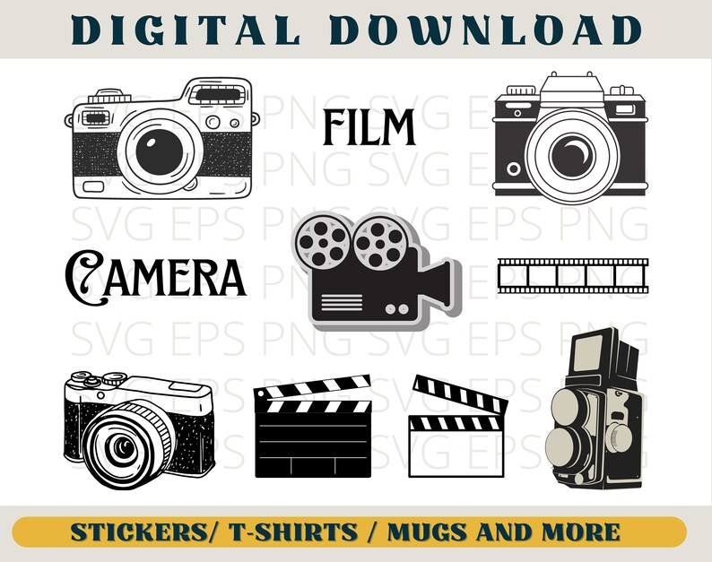Film Camera Bundle | Vintage Camera Print | Svg Eps Png AI | Film ...