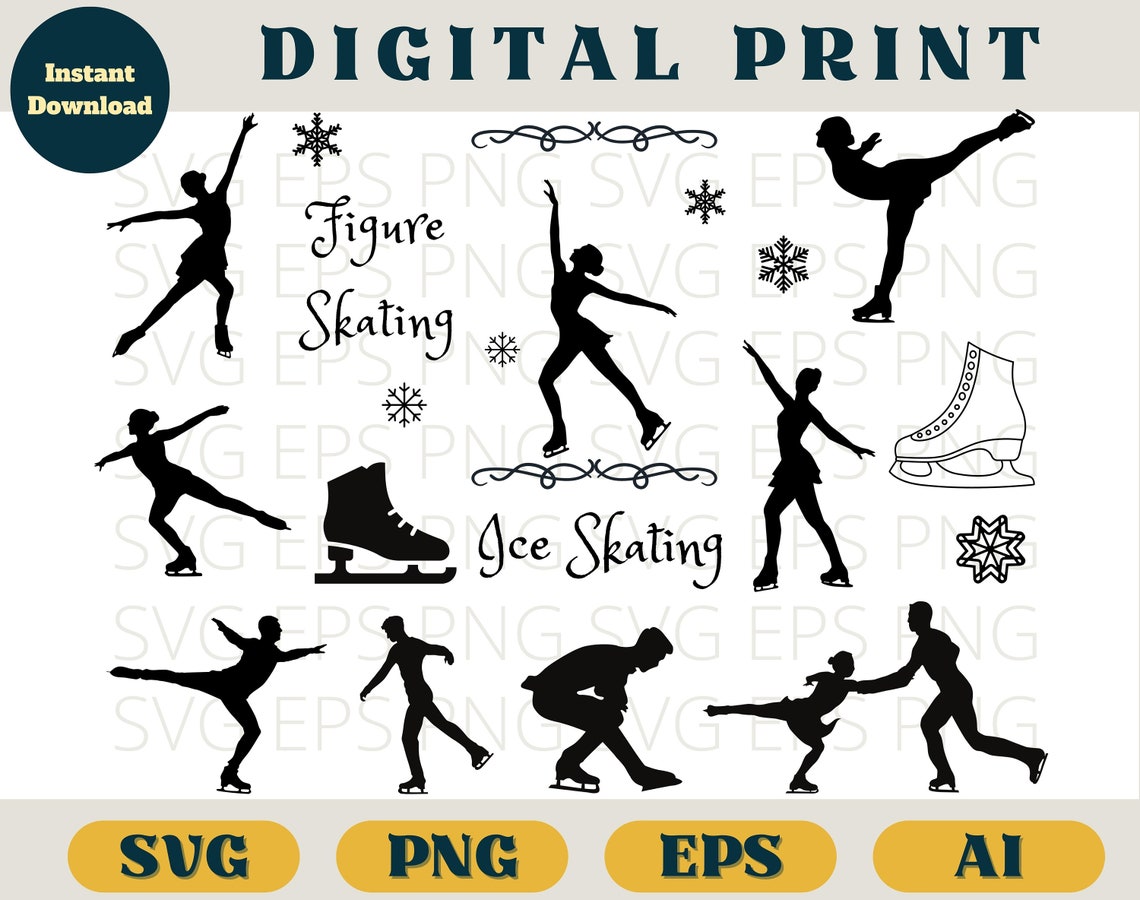 Ice Skating Bundle, Figure Skating Svg Bundle, Svg Eps Png AI, Ice ...