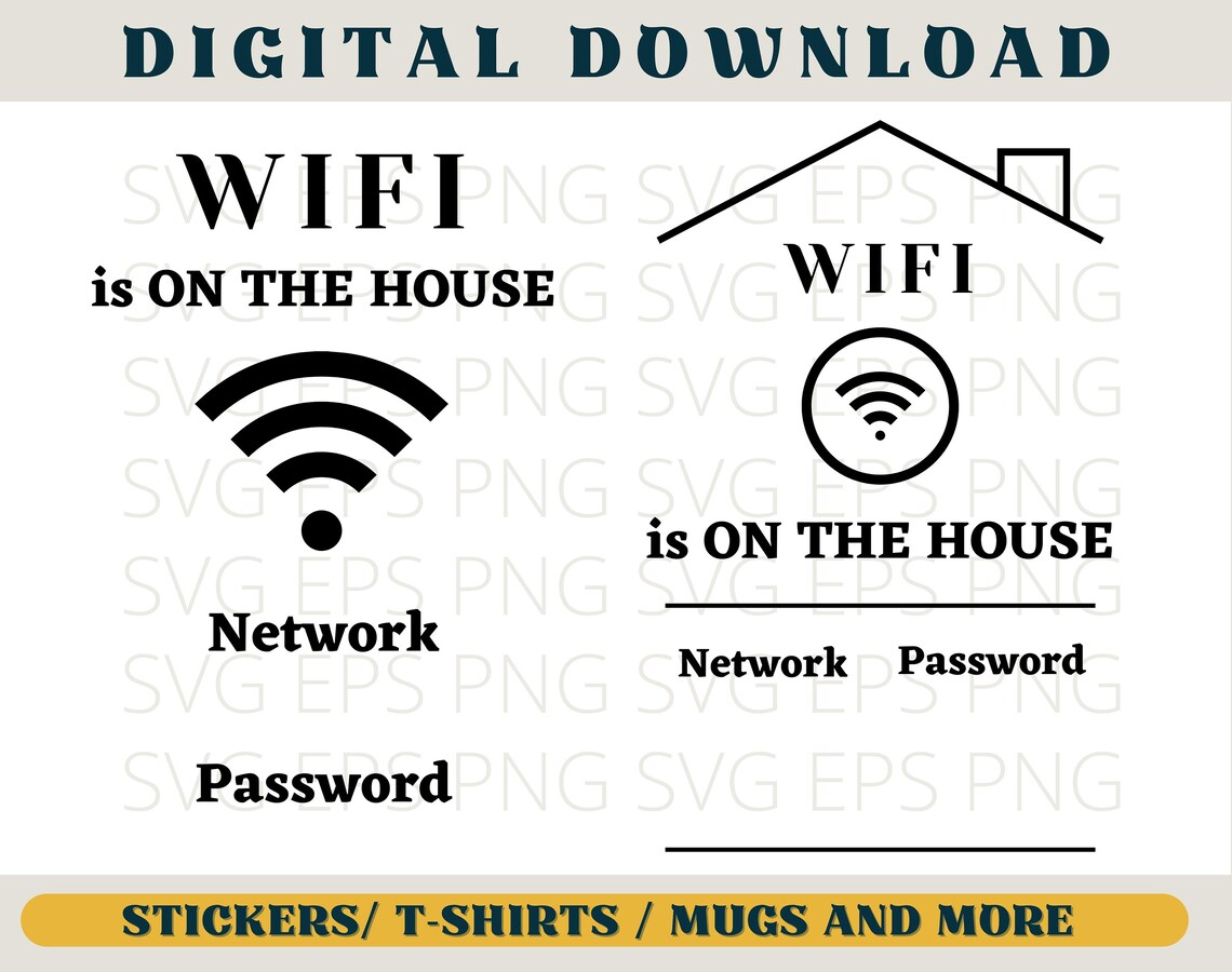Set 2 of Wifi Svg Bundle, Wifi Png, Svg Png Eps AI, Wifi Sign Clipart ...