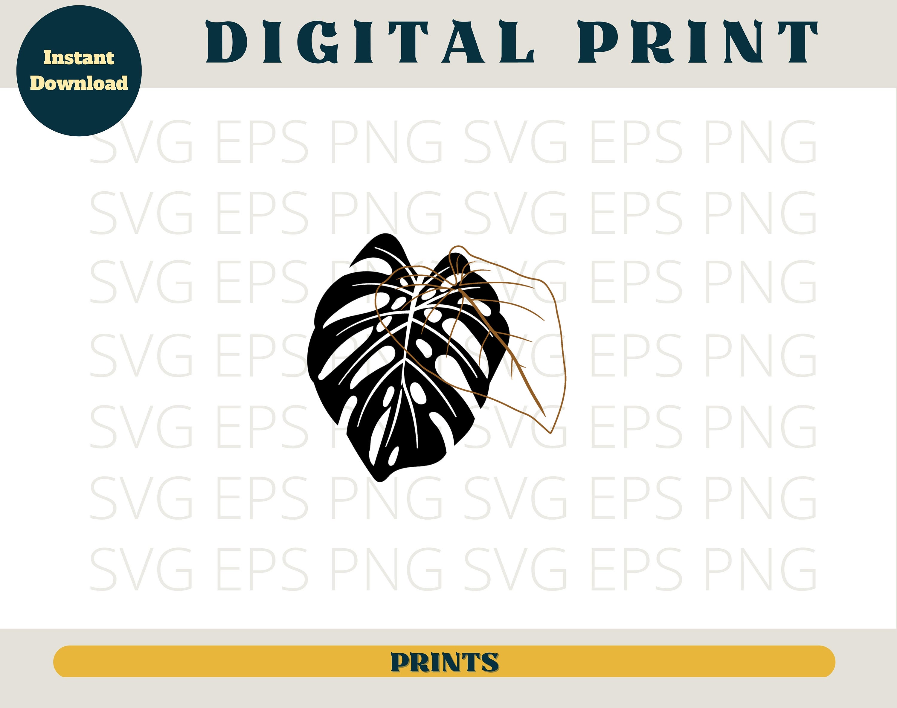 Monstera Bundle, Monstera Leaf Print, Svg Eps Png AI, Tropical Plants ...