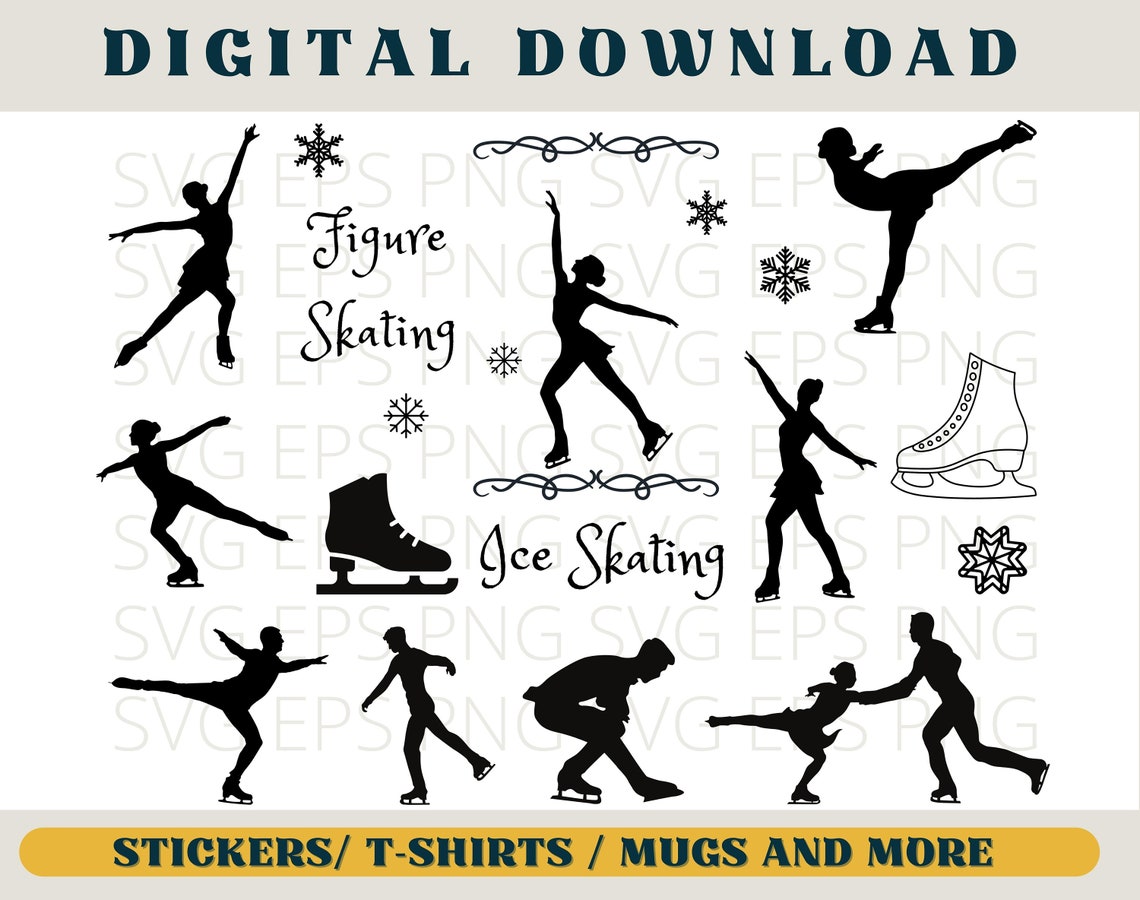 Ice Skating Bundle, Figure Skating Svg Bundle, Svg Eps Png AI, Ice ...