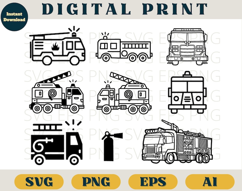 Fire Truck Svg, Fire Truck Silhouette, Fire Engine Svg, Fire Truck ...
