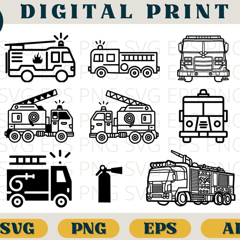 Fire Truck Svg - Etsy