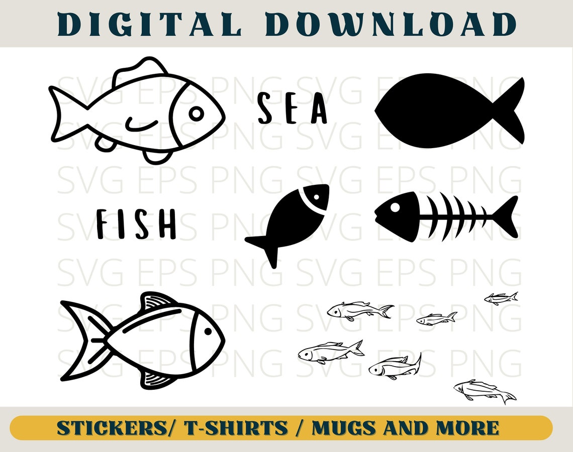 Fish Bundle, Fish Svg, Fish Clipart, Fish Png, Fishing Svg, Cute Fish ...