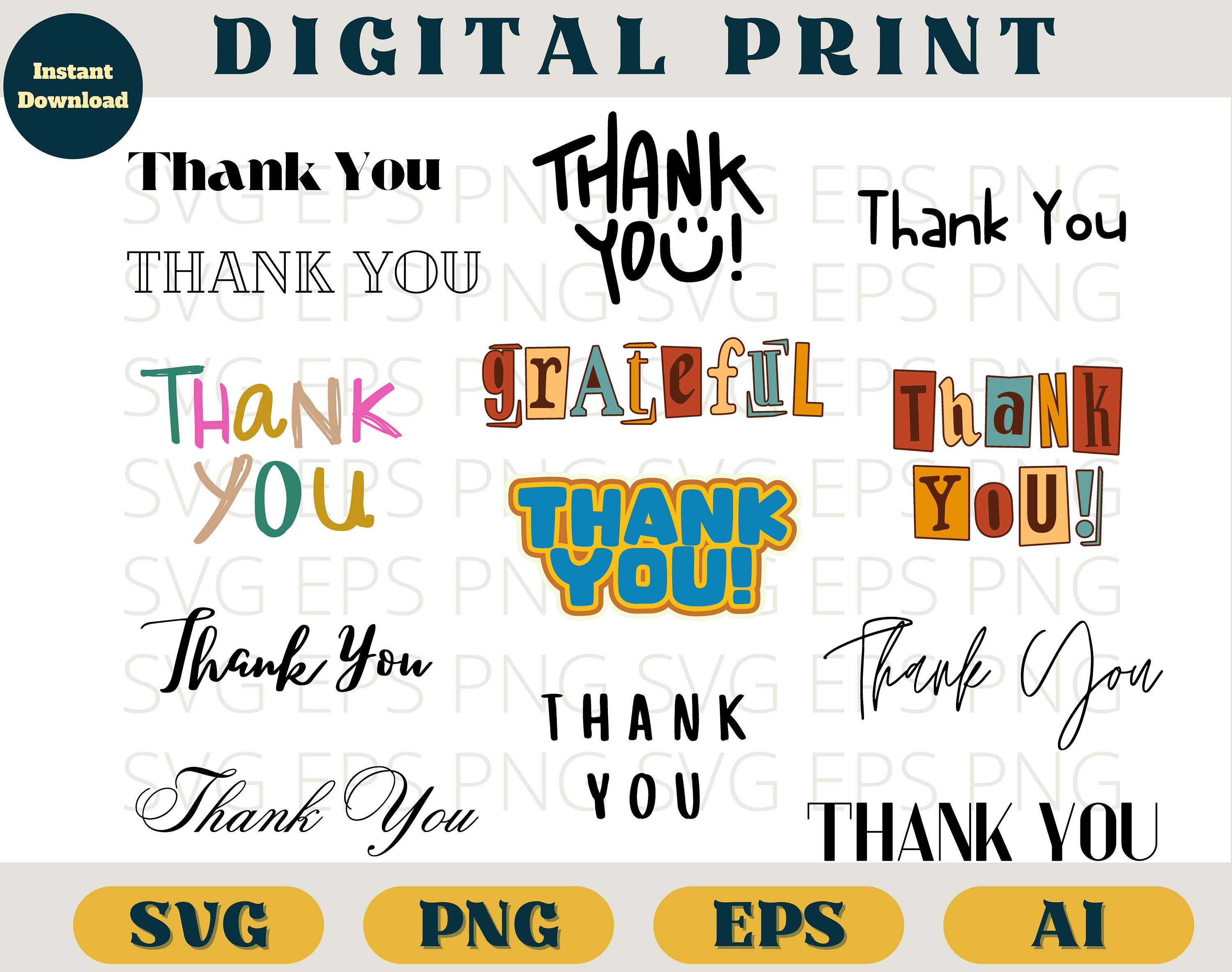 Thank You Svg, Thank You Clipart, Thank You Png, Thank You Cricut ...