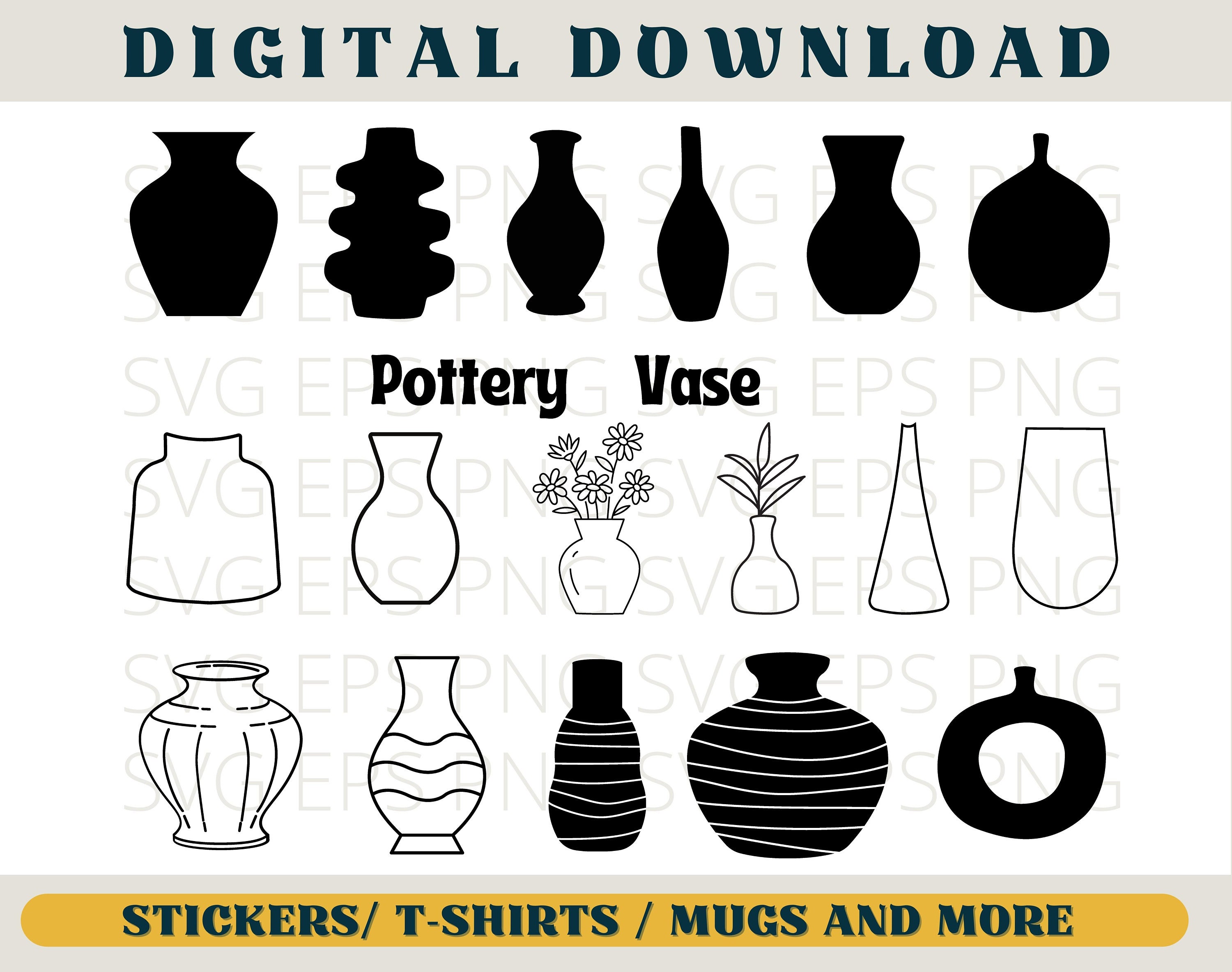 Pottery Svg, Vase Svg, Pottery Clipart, Vase Clipart, Pottery Png, Vase ...