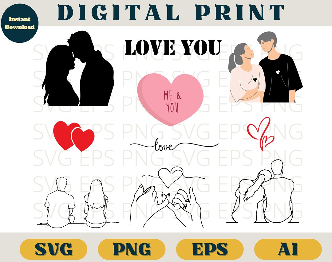 Couple Svg, Lovers Svg, Couple Clipart, Lovers Clipart, Couple Png ...