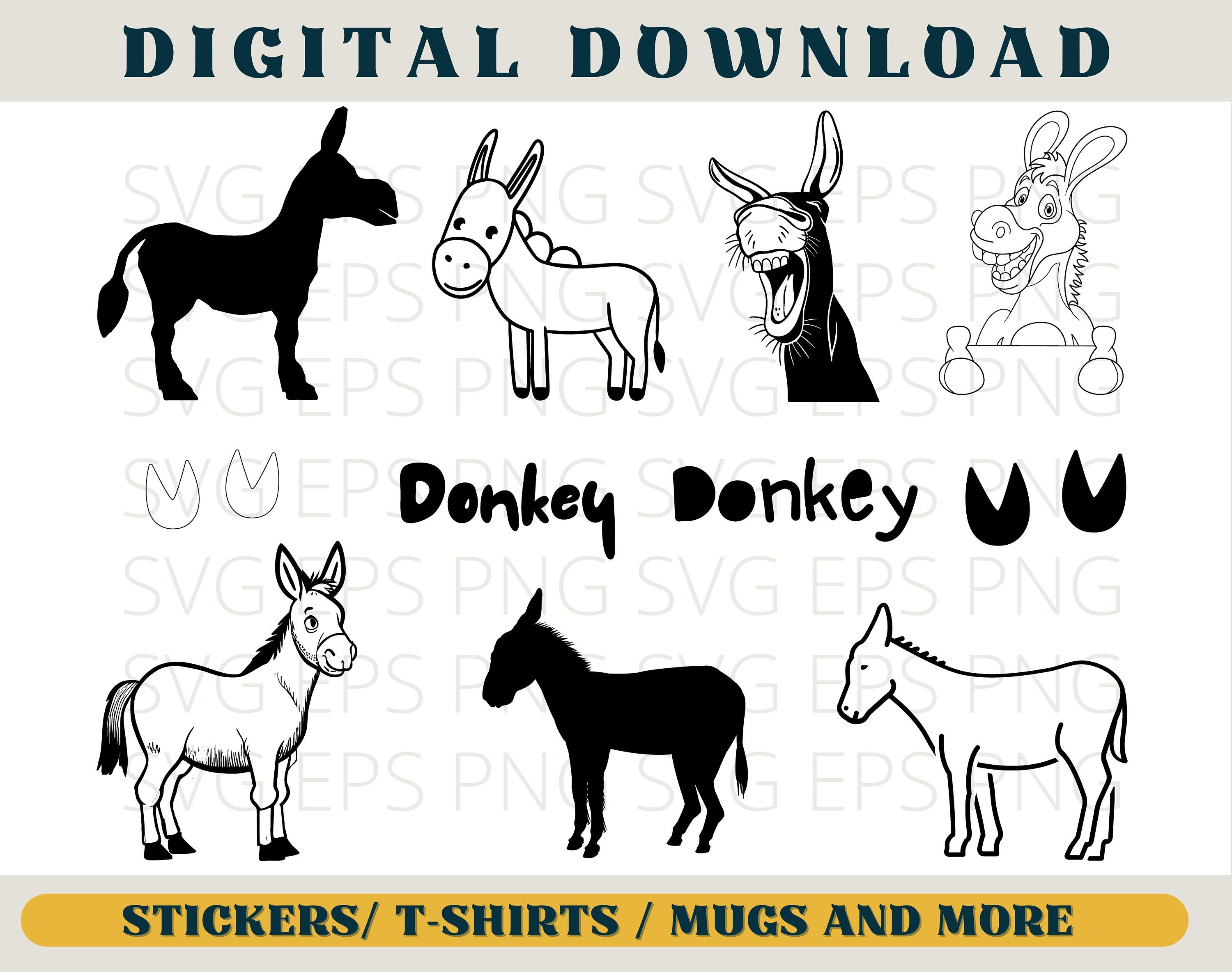 Donkey Clipart, Donkey Svg, Donkey Silhouette, Donkey Print, Cute ...