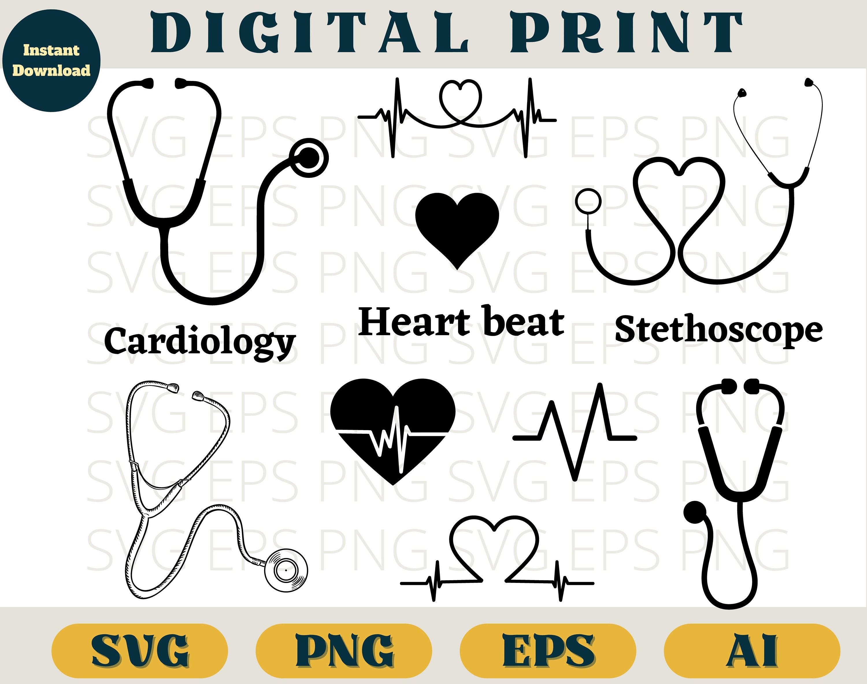 Stethoscope Bundle, Stethoscope Cardiology Clipart, Medical Stethoscope ...