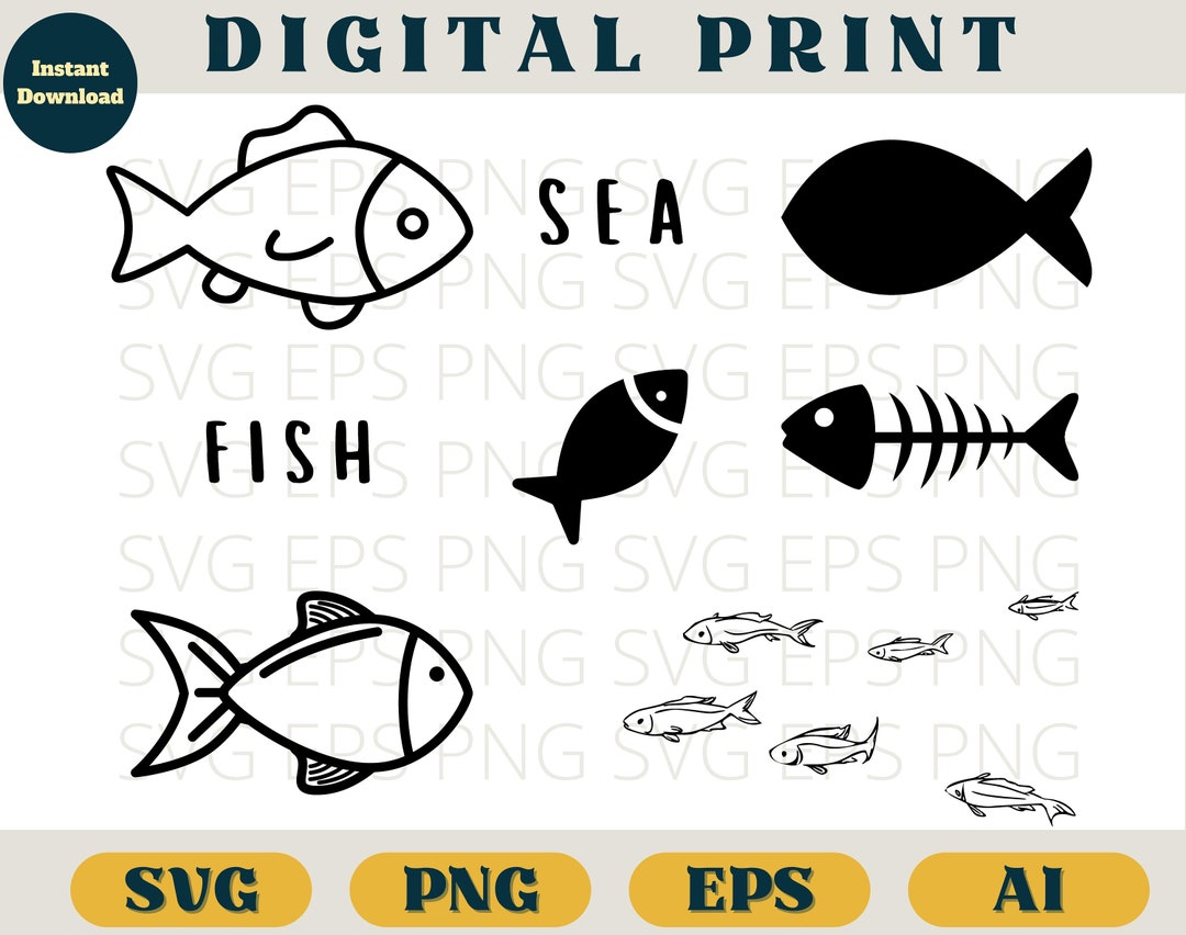 Fish Bundle, Fish Svg, Fish Clipart, Fish Png, Fishing Svg, Cute Fish ...