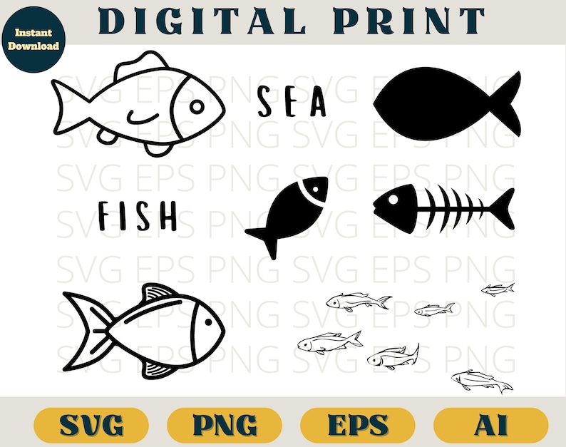 Fish Bundle, Fish Svg, Fish Clipart, Fish Png, Fishing Svg, Cute Fish ...