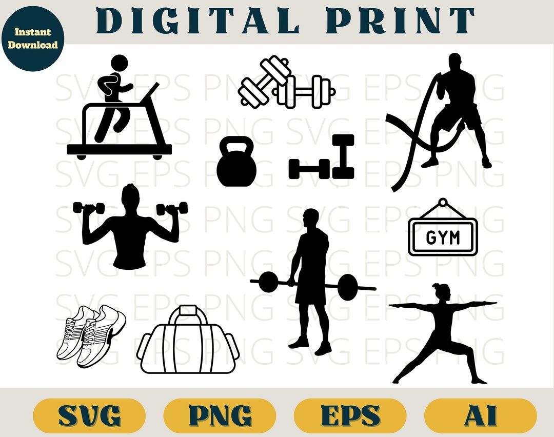 Gym Bundle, Gym Svg Bundle, Svg Eps Png AI, Gym Clipart, Gym SVG ...
