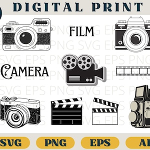 Film Camera Bundle | Vintage Camera Print | Svg Eps Png AI | Film ...