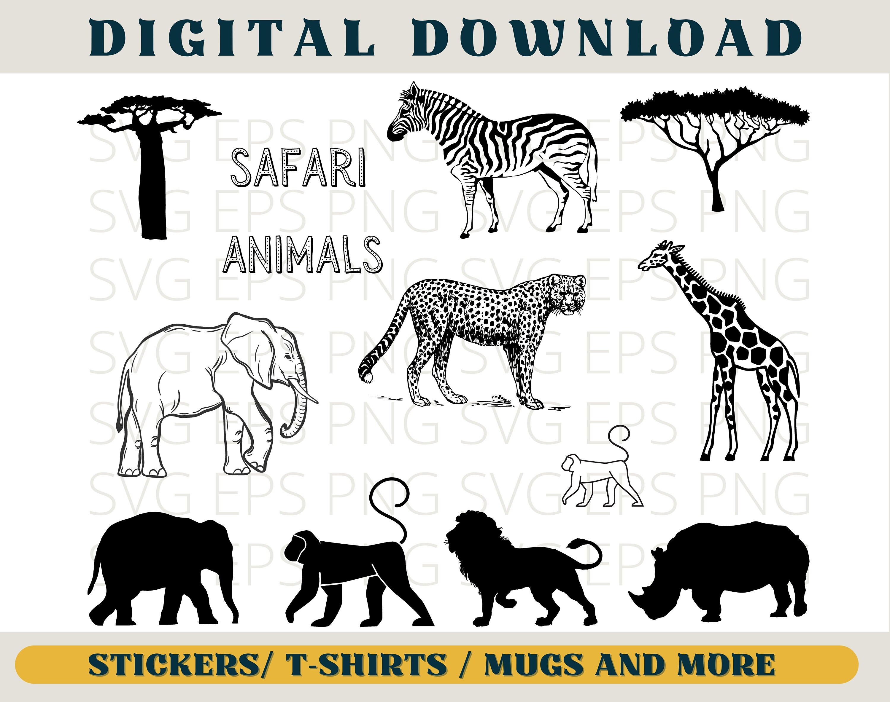 Safari Animals Bundle, Safari, Safari Wild Life, Svg Eps Png AI, Safari ...