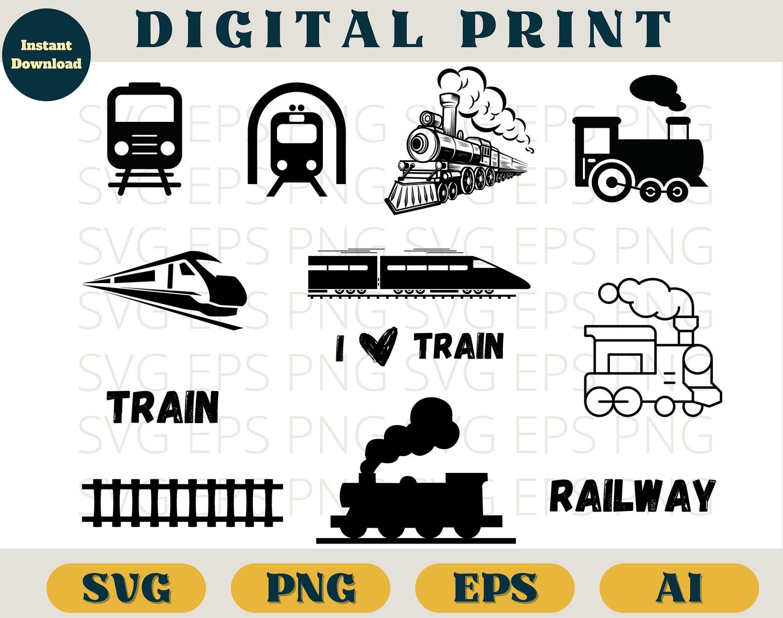 Train Svg, Train Png, Train Clipart, Tram Svg, Subway Svg, Train Vector ...