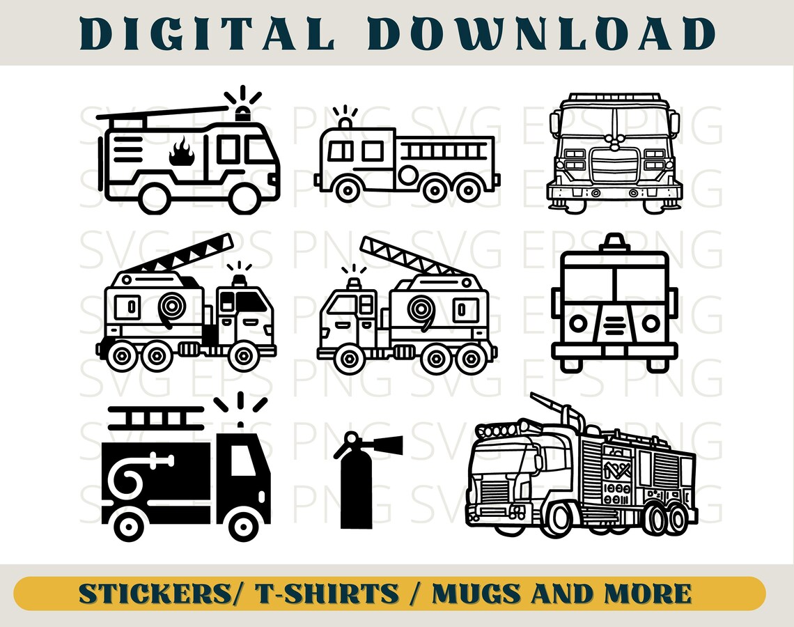 Fire Truck Svg, Fire Truck Silhouette, Fire Engine Svg, Fire Truck ...