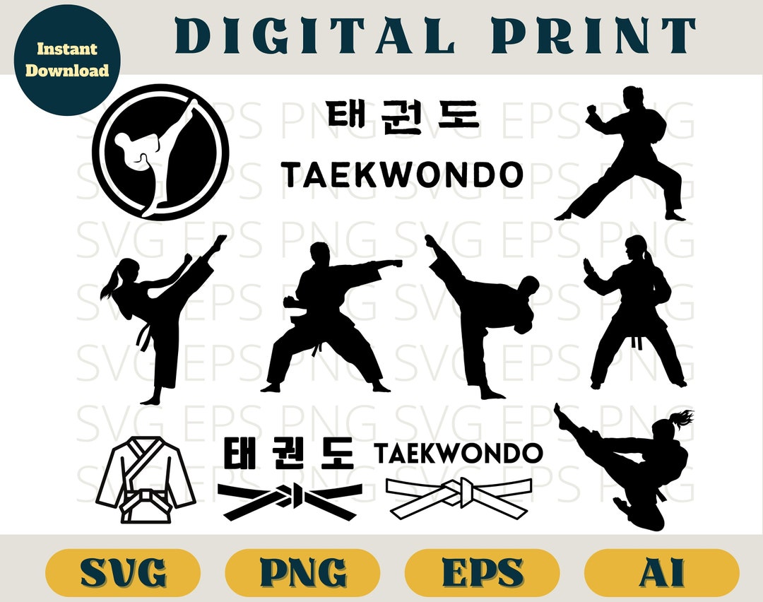 Taekwondo Bundle, Taekwondo Karate Print, Svg Eps Png AI | Taekwondo ...