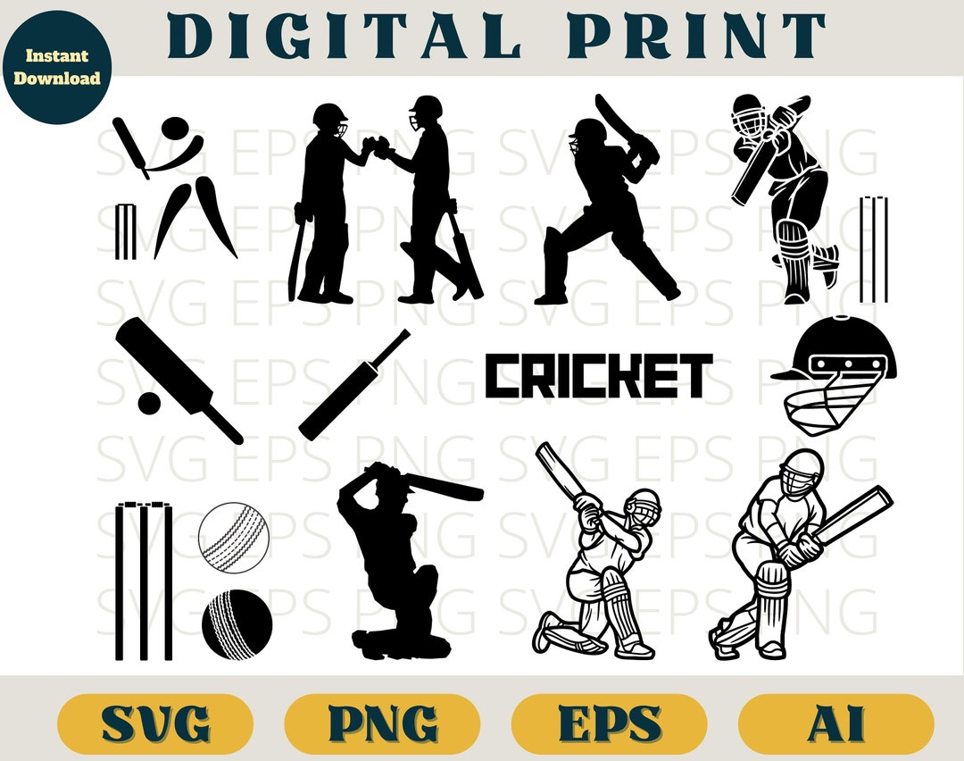 Cricket Svg, Cricket Sillhouette, Svg Eps Png AI, Cricket Clip Art ...