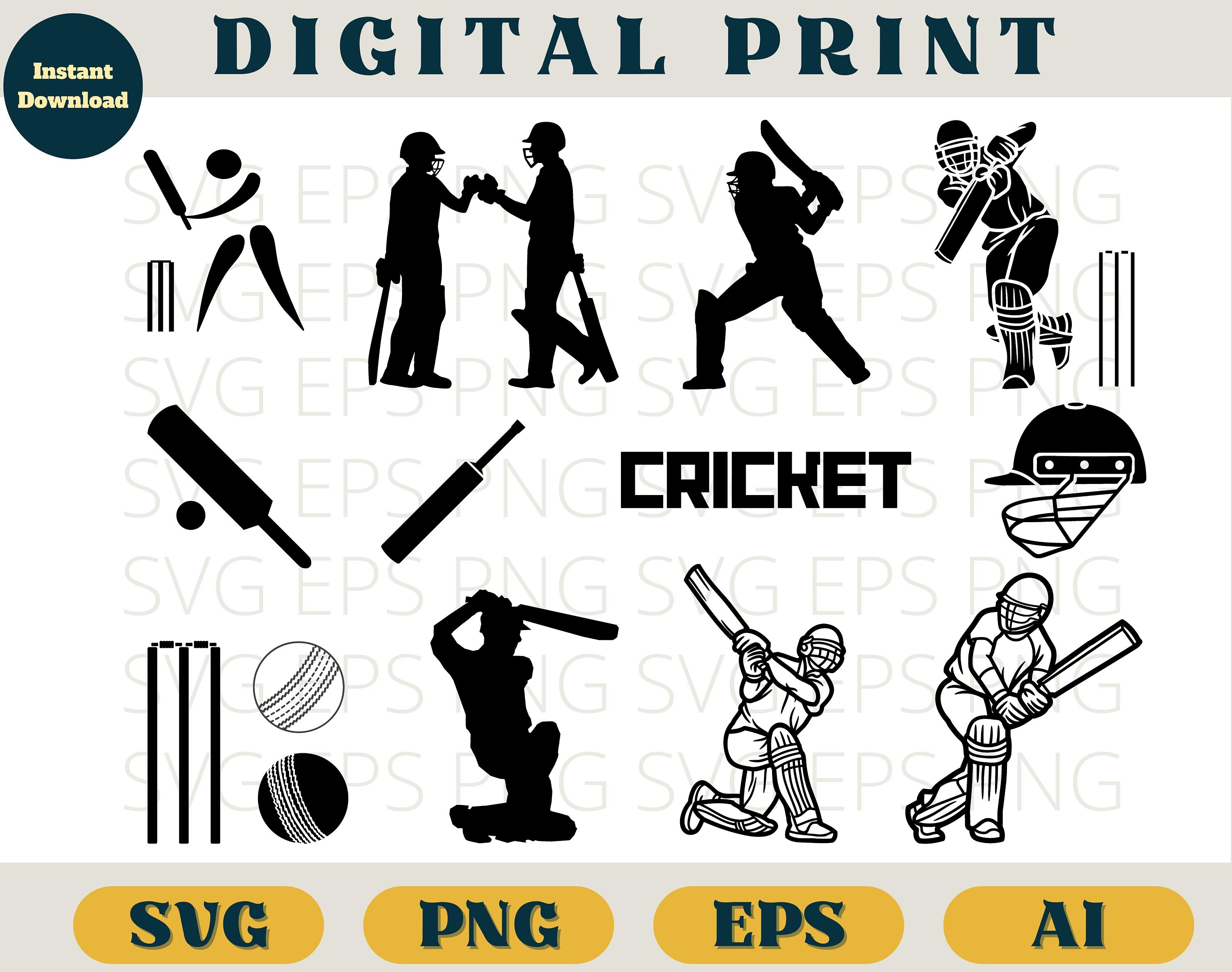 Cricket Svg, Cricket Sillhouette, Svg Eps Png AI, Cricket Clip Art ...