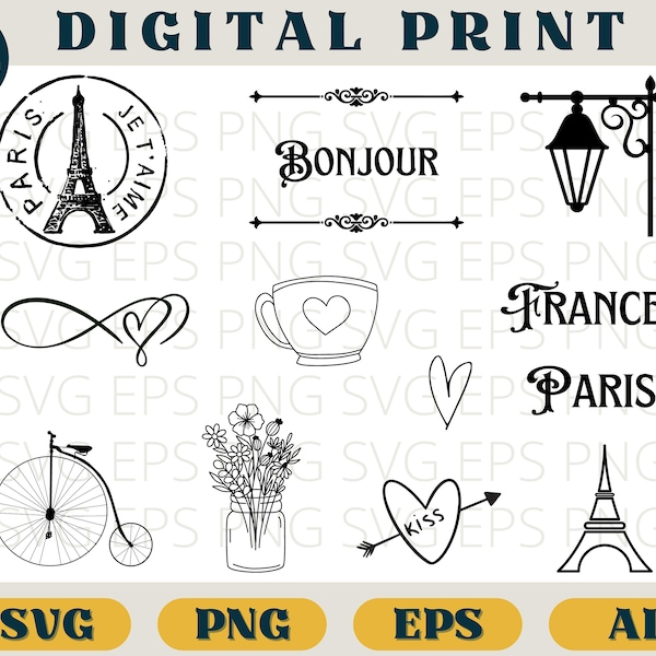 Paris Svg Bundle - Etsy