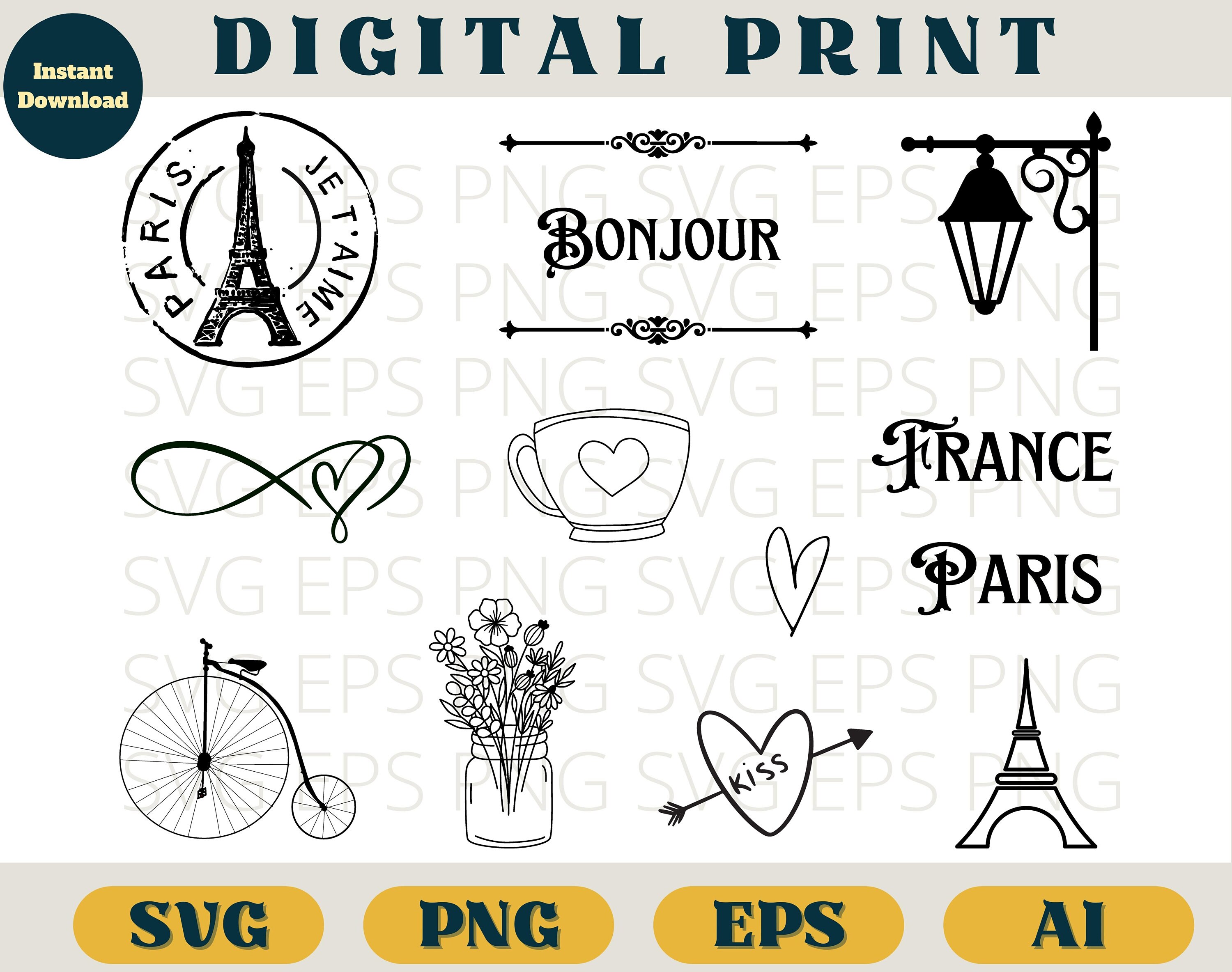 Romantic Paris France Bundle, Vintage Paris Bundle, Paris Lover, Eiffel ...