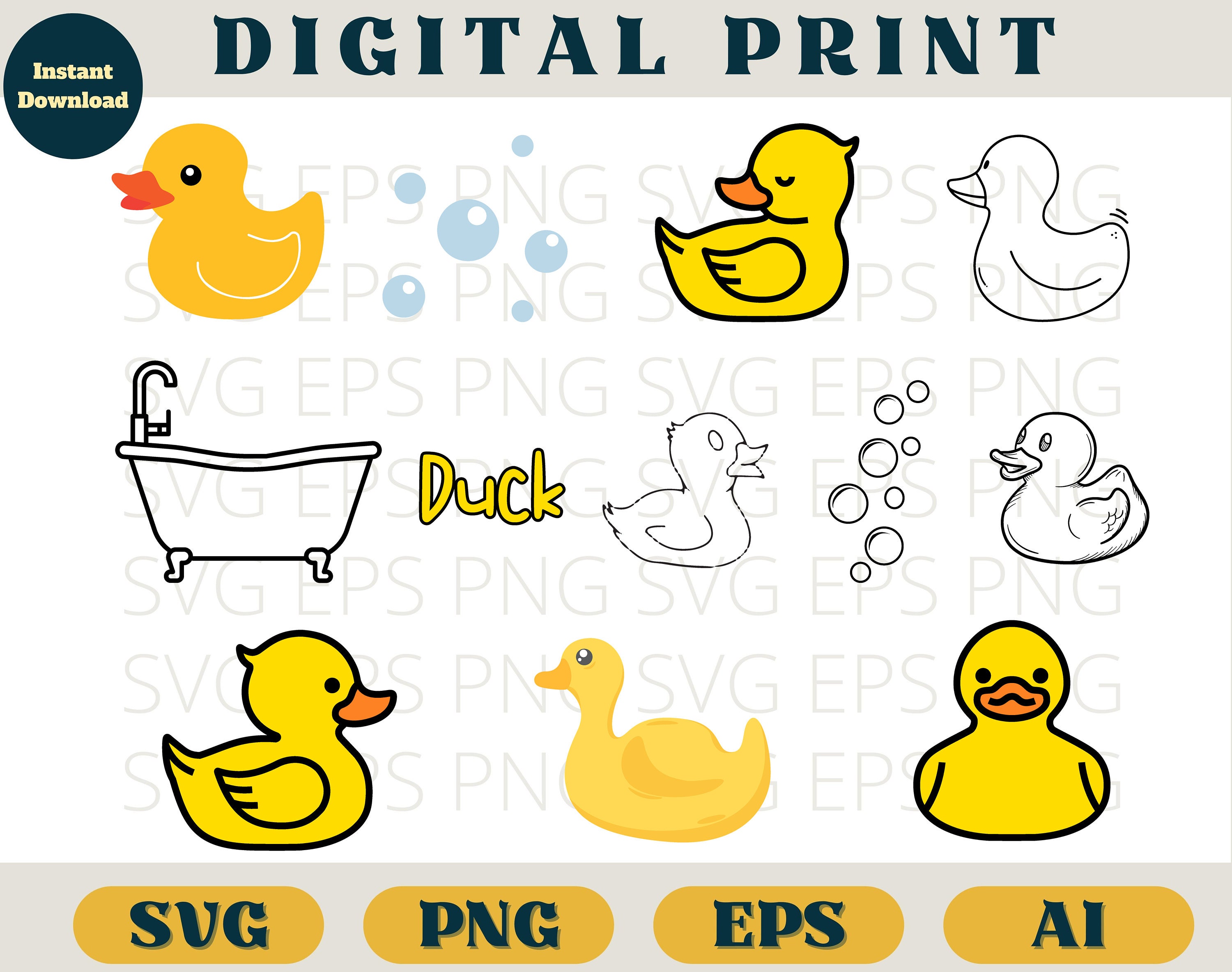 Schattige eend SVG, Badeend SVG, eend clipart, Badeend PNG, Badeend ...
