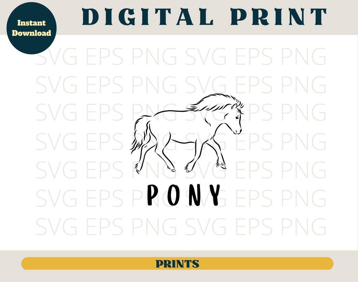 Pony Svg, Pony Clipart, Shetland Pony Svg, Miniature Horse Svg, Mini ...