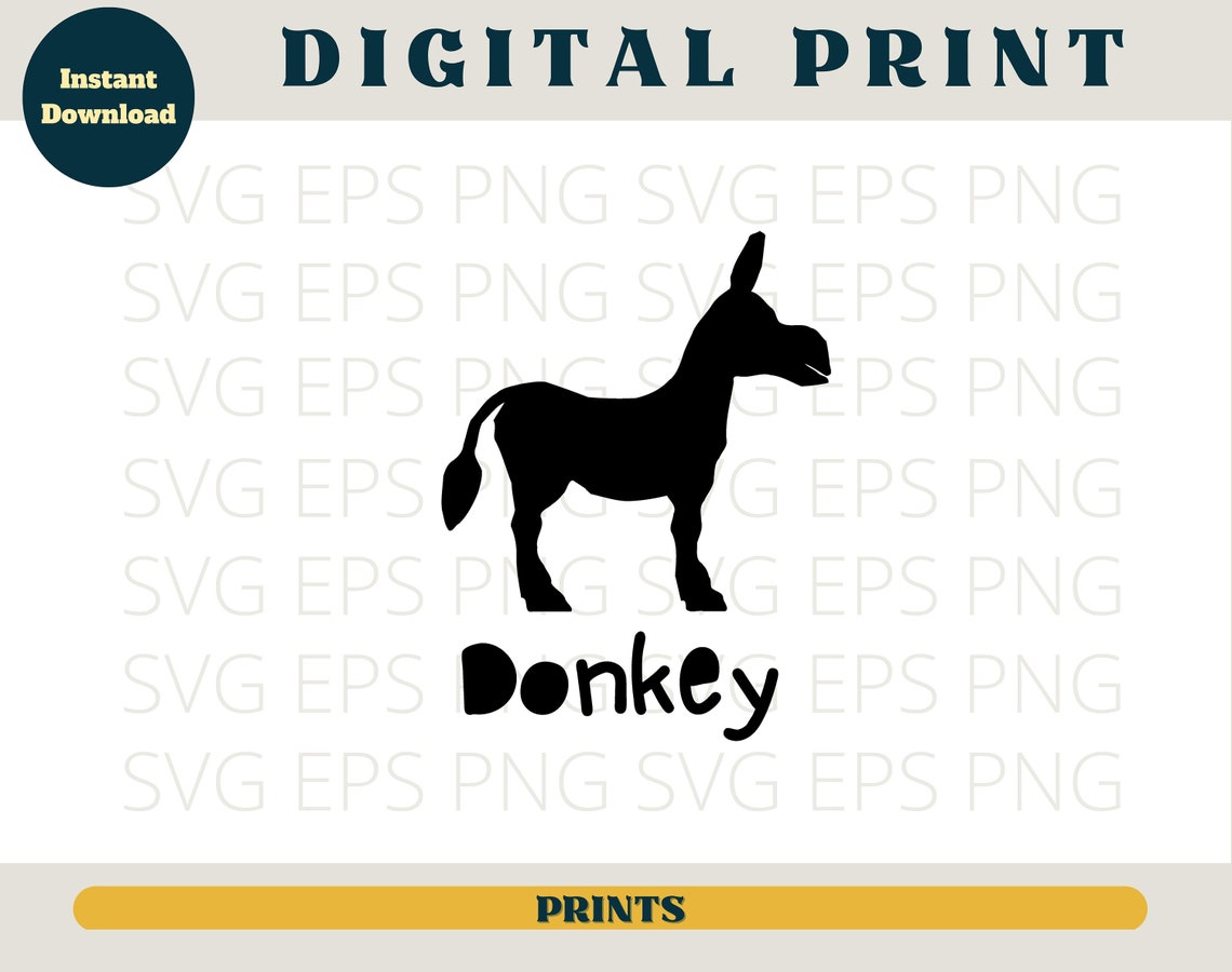 Donkey Clipart, Donkey Svg, Donkey Silhouette, Donkey Print, Cute ...