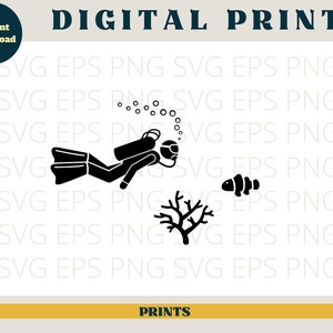 Scuba Diving Bundle | Diving Print | Svg Eps Png AI | Scuba Diving ...