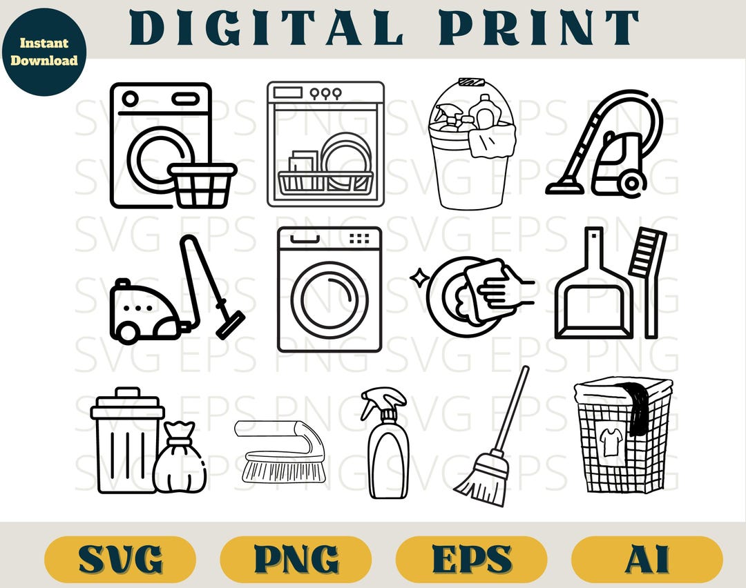 Chores Bundle, Chores Svg, Laundary Svg, Cleaing, Dish Washing ...