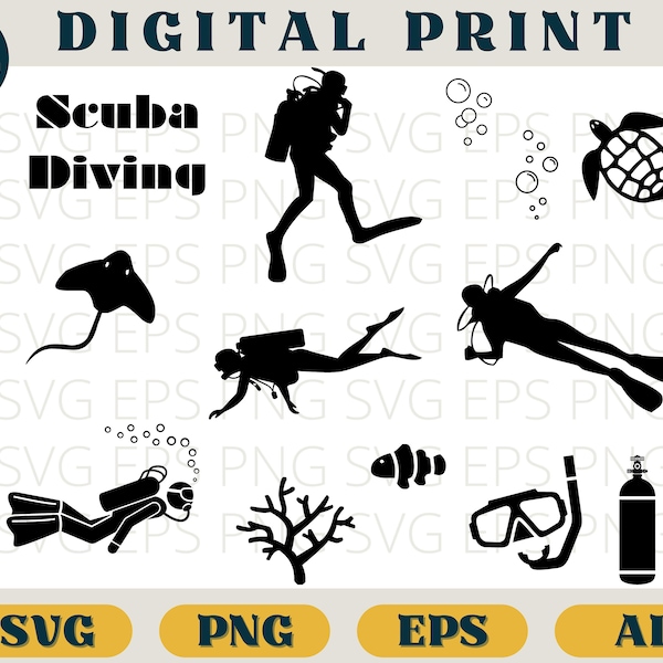 Scuba Diving Svg - Etsy