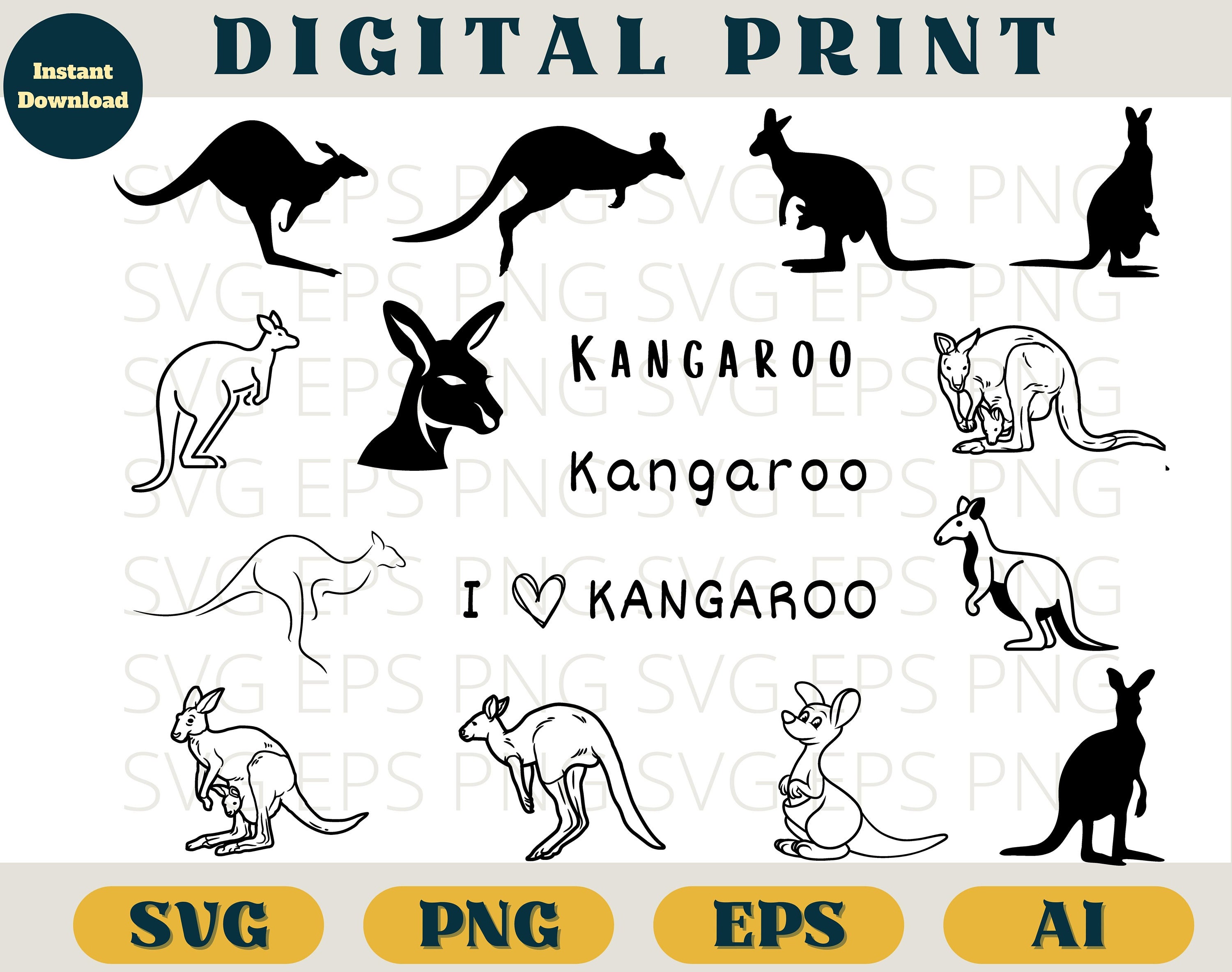 Kangaroo Clipart, Kangaroo Svg, Kangaroo Silhouette, Cute Kangaroo ...
