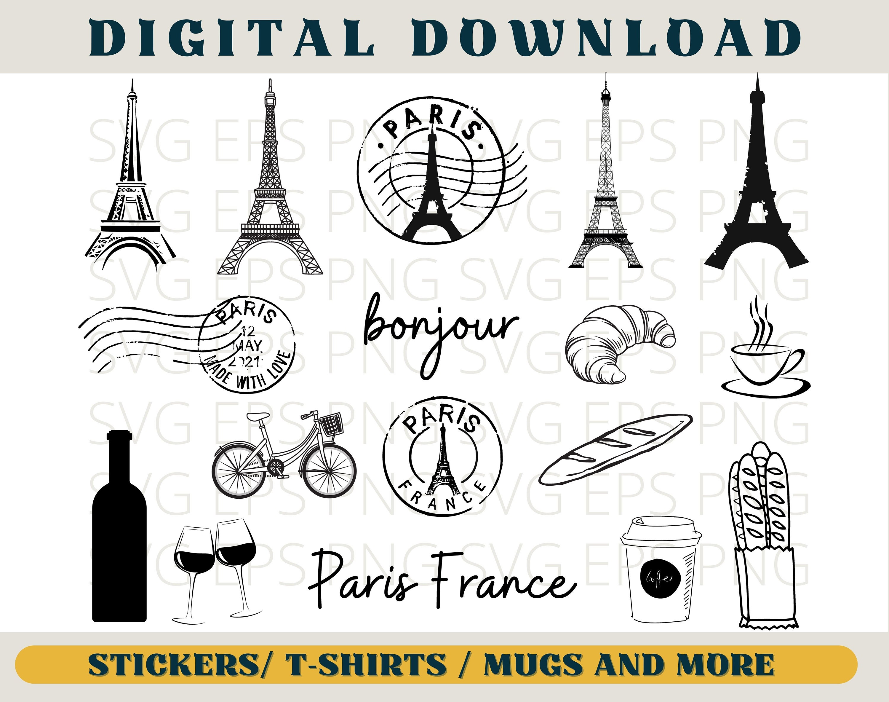 Paris France Bundle, Vintage Paris Bundle, Paris Lover, Eiffel Tower ...