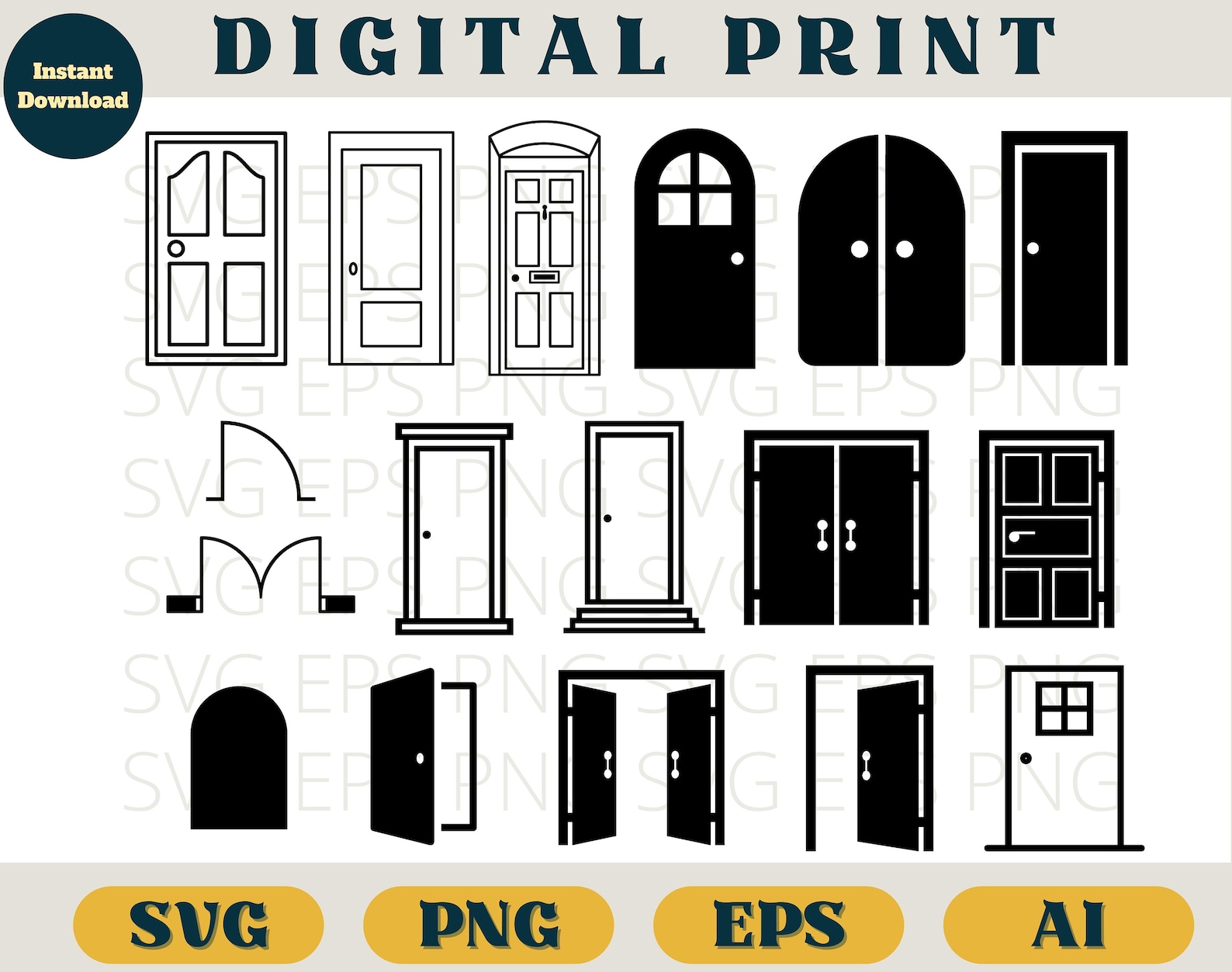 Door Svg, Doors Svg, Door Clipart, Doors Clipart, Door Cricut, Doors ...