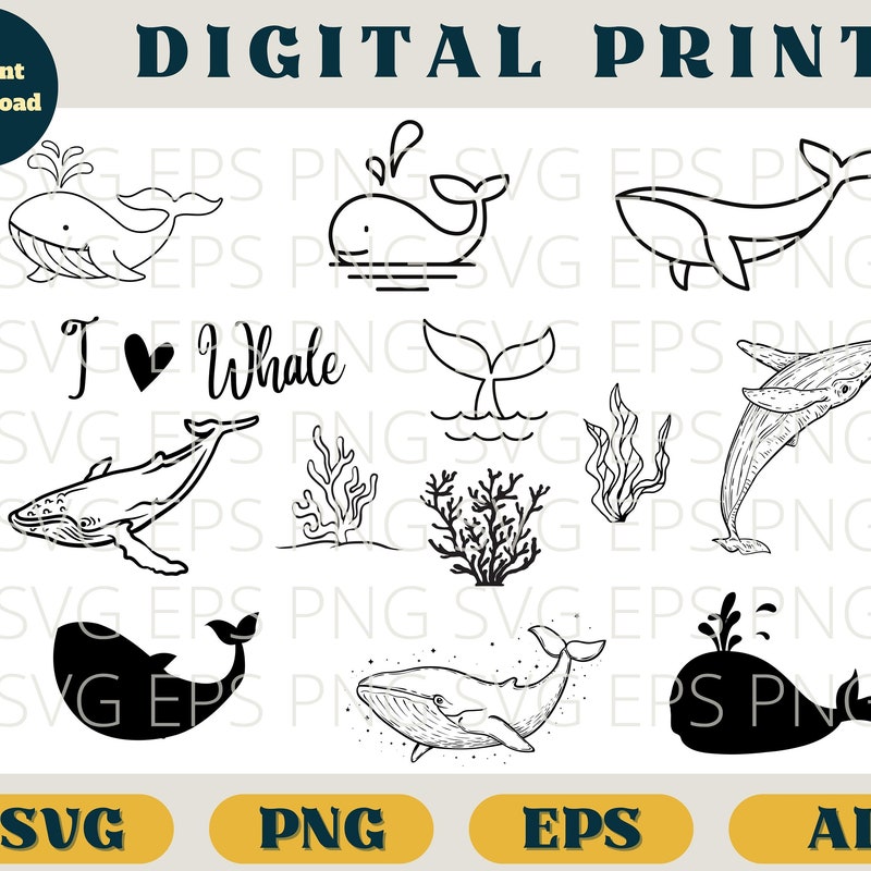 Whales Clip Art - Etsy