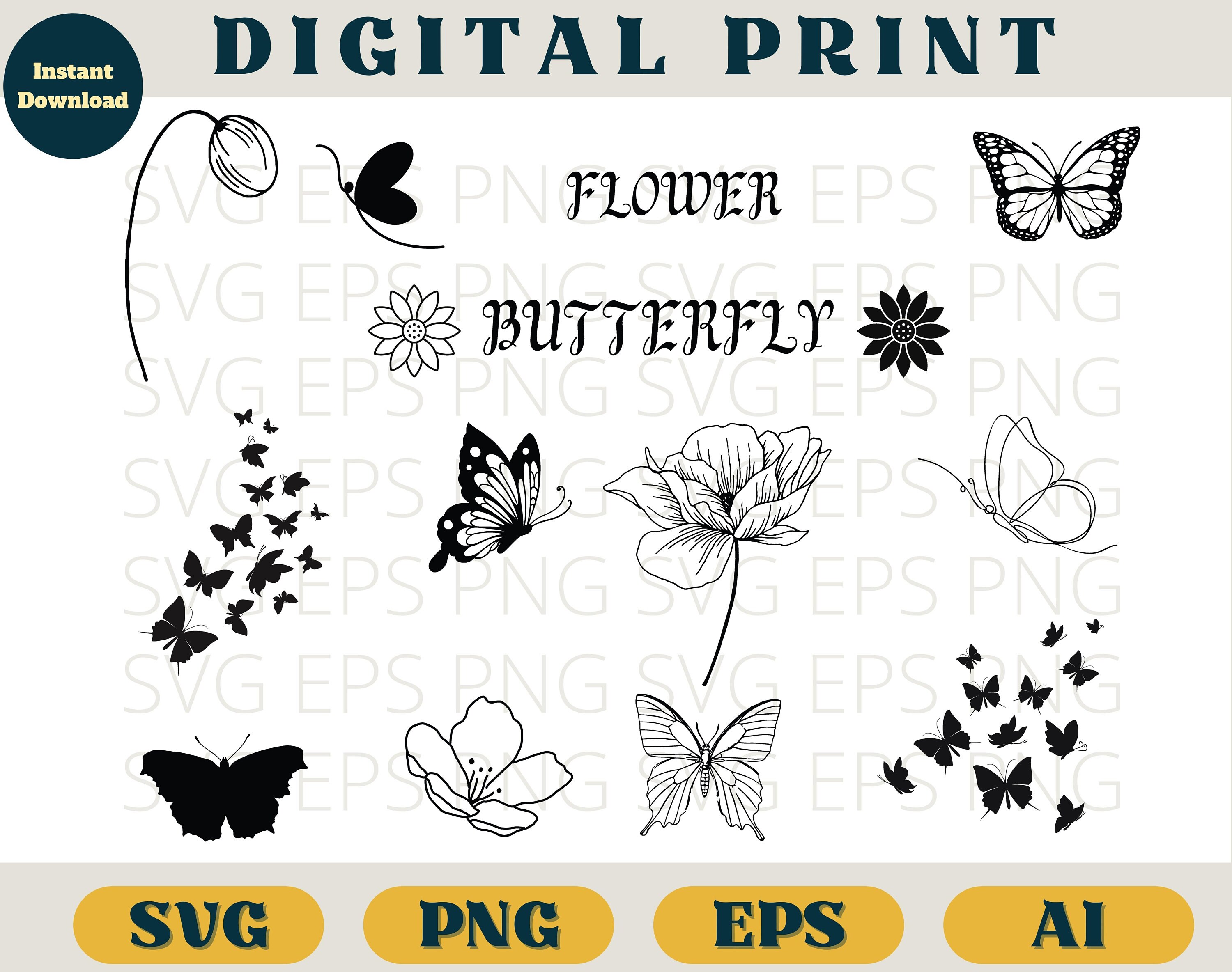 Vintage Butterfly Bundle, Butterflies Svg Bundle, Flower Bundle ...
