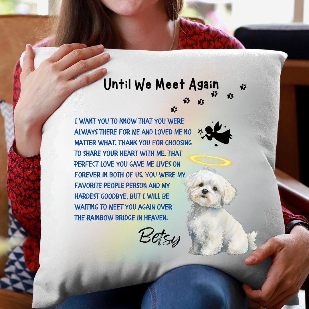 Personalized Maltese Dog Memorial Pillow, Custom Name Maltese Pet Loss ...