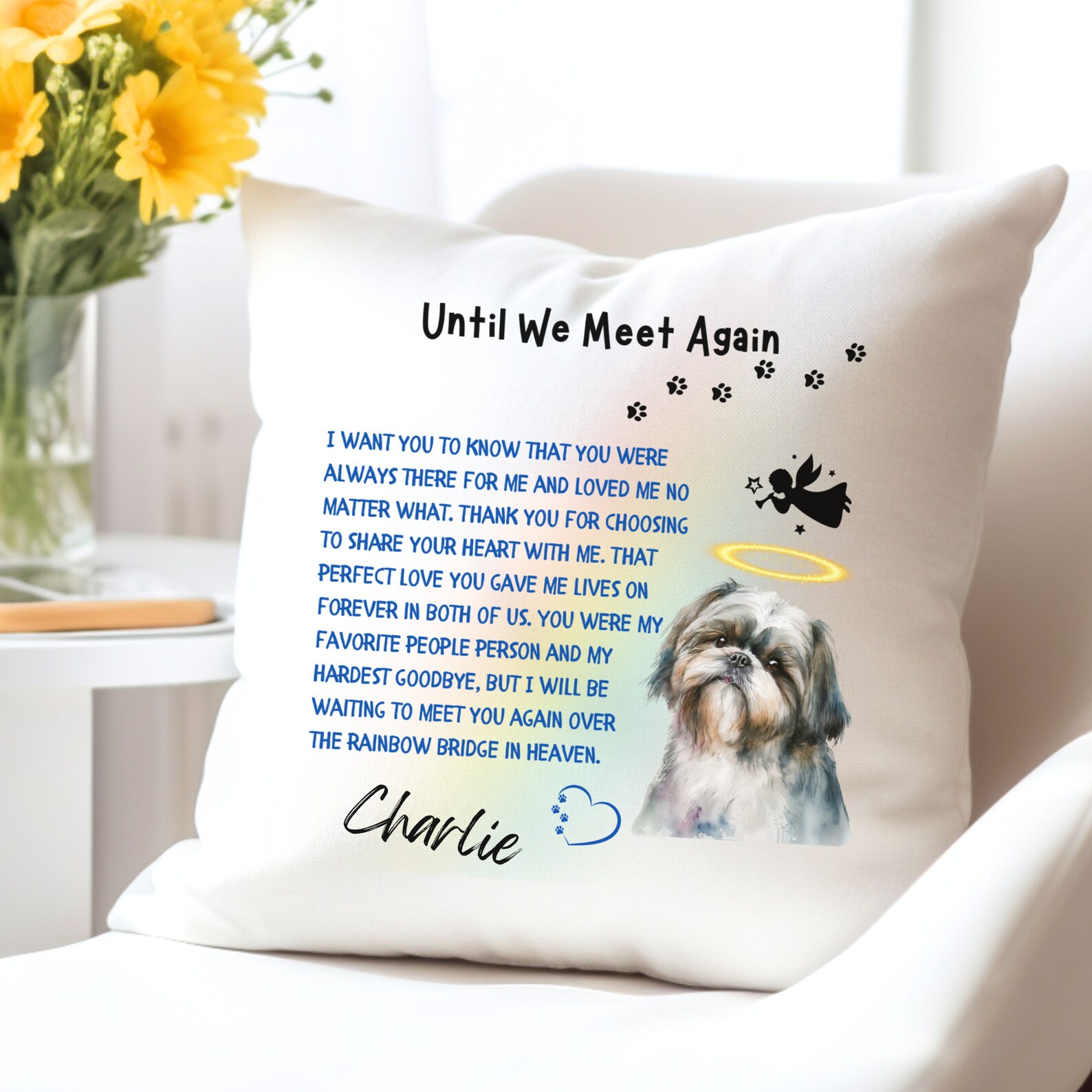 Personalized Shih Tzu Memorial Pillow, Custom Name Shih Tzu Pet Loss ...