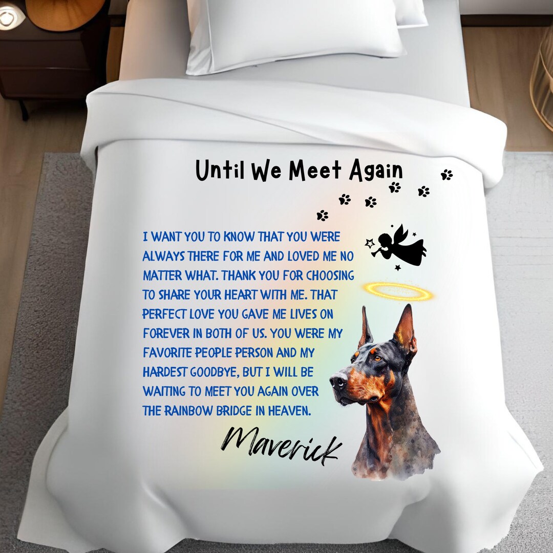 Personalized Doberman Dog Memorial Blanket, Custom Doberman Pinscher ...