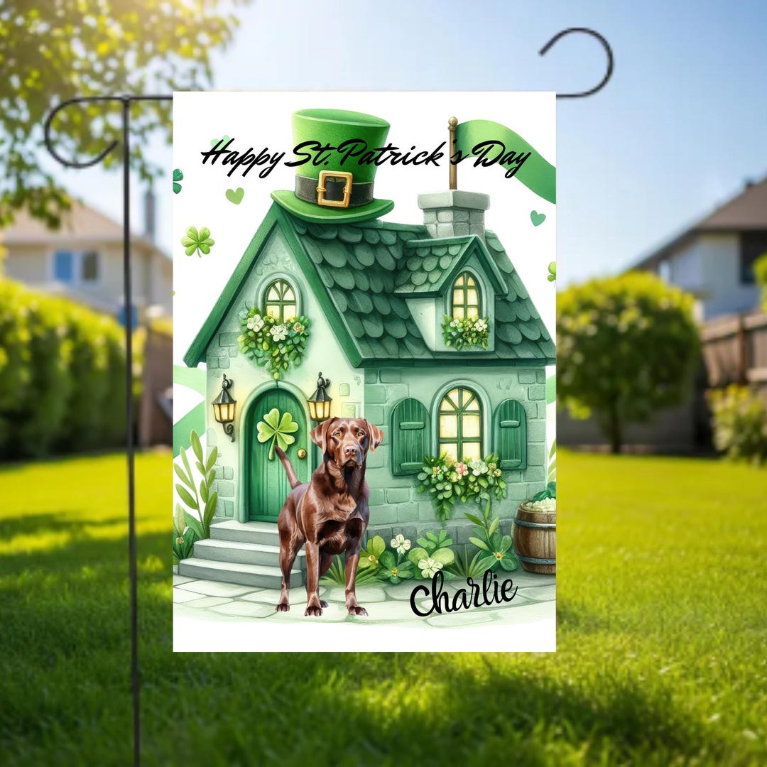 Chocolate Labrador Personalized St. Patrick's Day Garden Flag, Custom ...