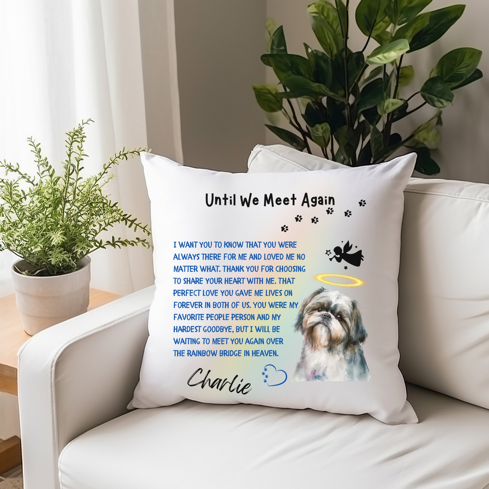 Personalized Shih Tzu Memorial Pillow, Custom Name Shih Tzu Pet Loss ...