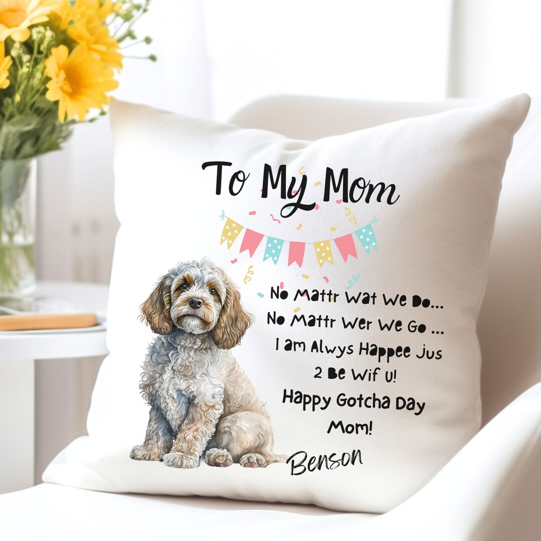 Cockapoo Gotcha Day Gift, Cockapoo Dog Mom Pillow, Personalized Dog ...