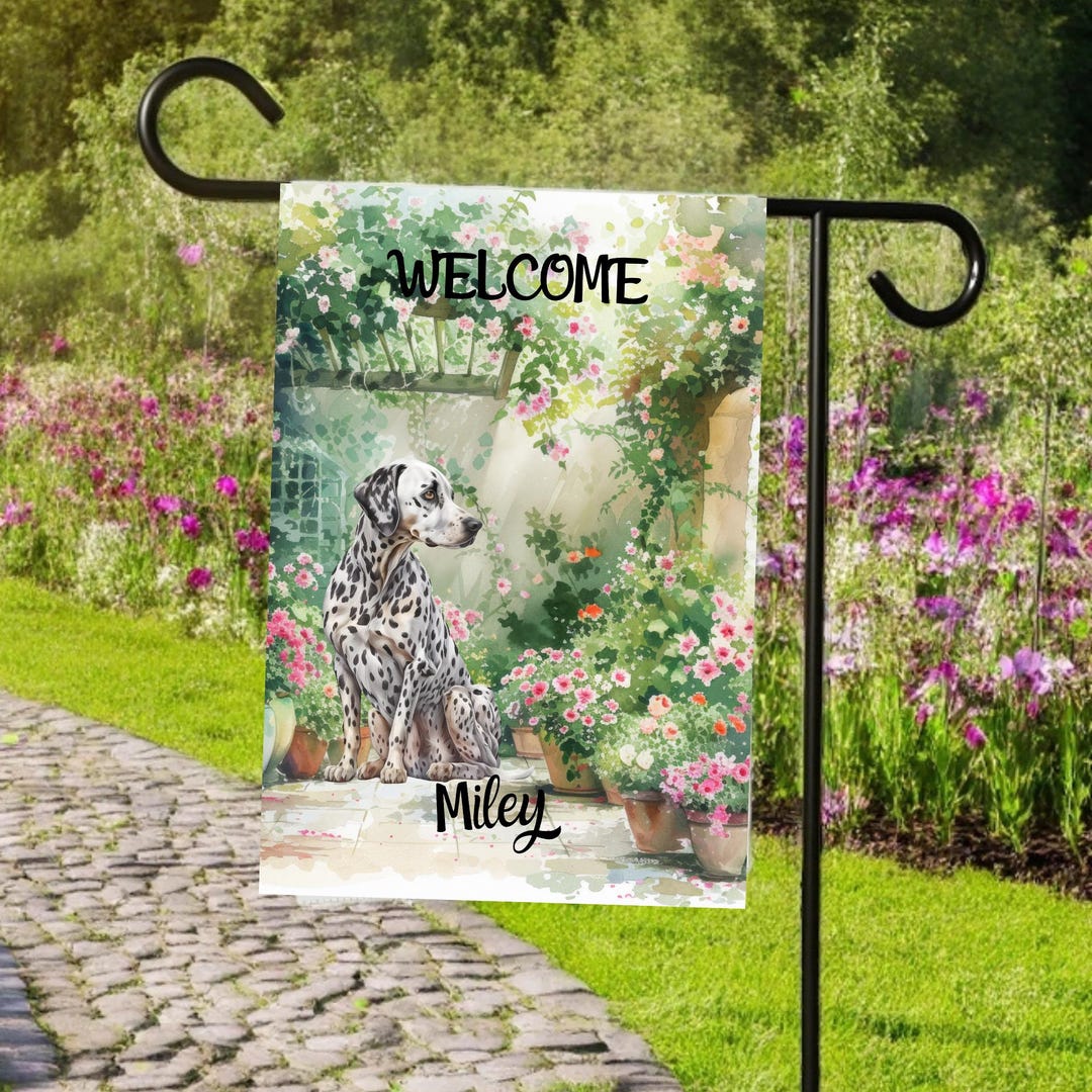 Dalmatian Personalized Garden Flag, Custom Dog Name Yard Sign Gift, Dog ...
