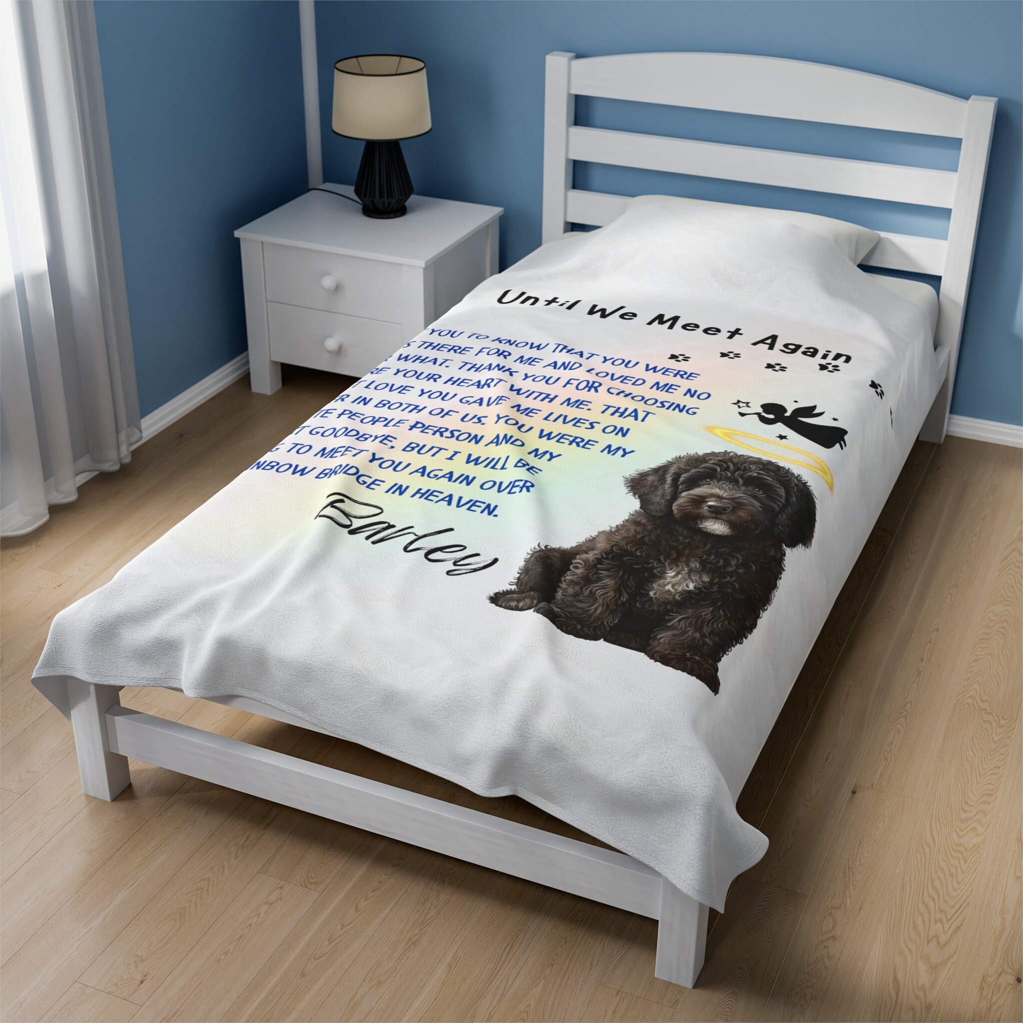 Personalized Labradoodle Memorial Blanket, Custom Labradoodle Dog Name ...