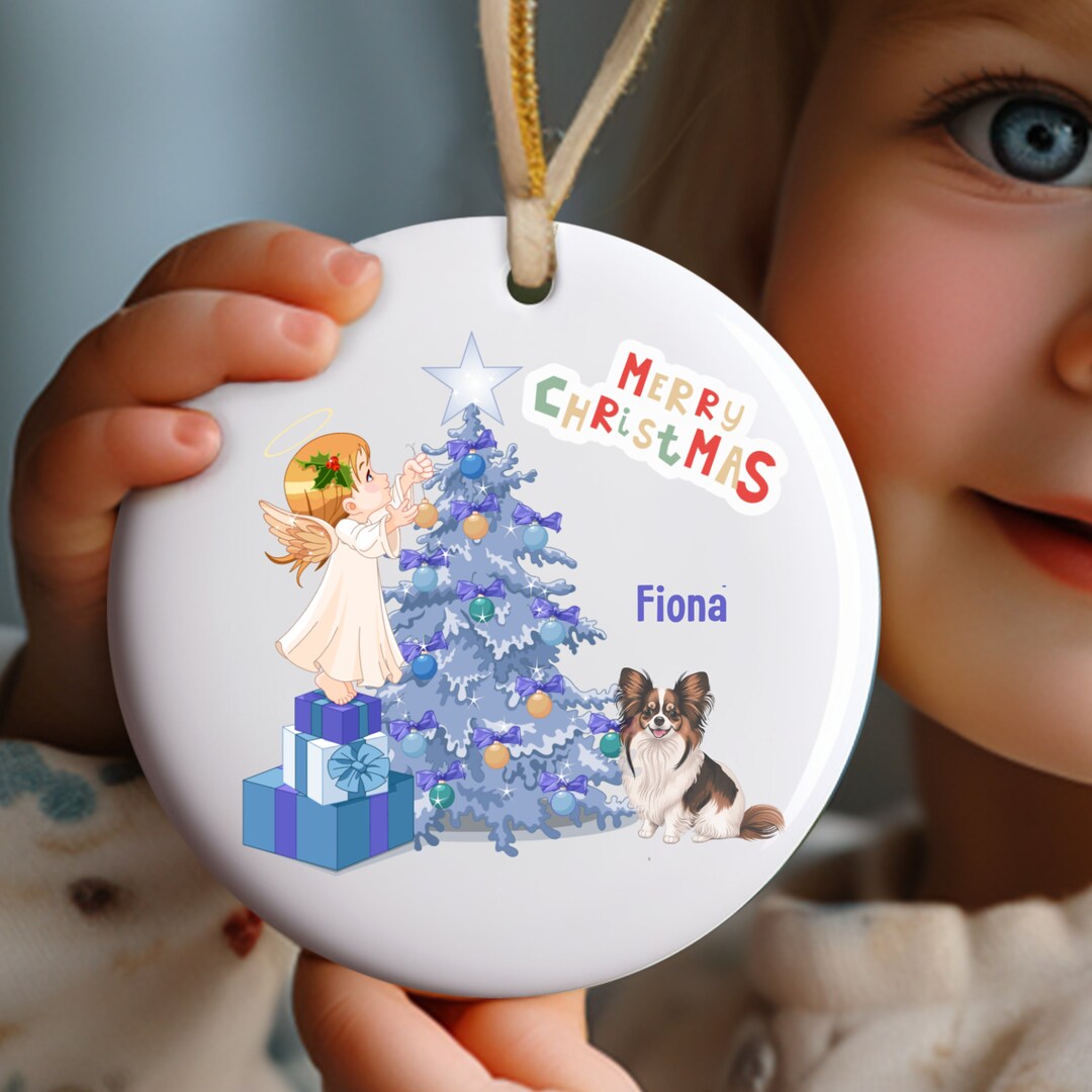 Personalized Papillon Dog Ornament, Custom Dog Name Christmas Ornament ...