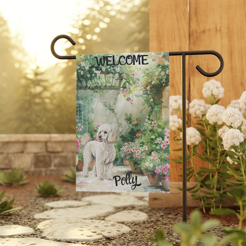 Poodle Garden Flag, Custom Poodle Dog Name Yard Flag, Poodle Dog Lover ...