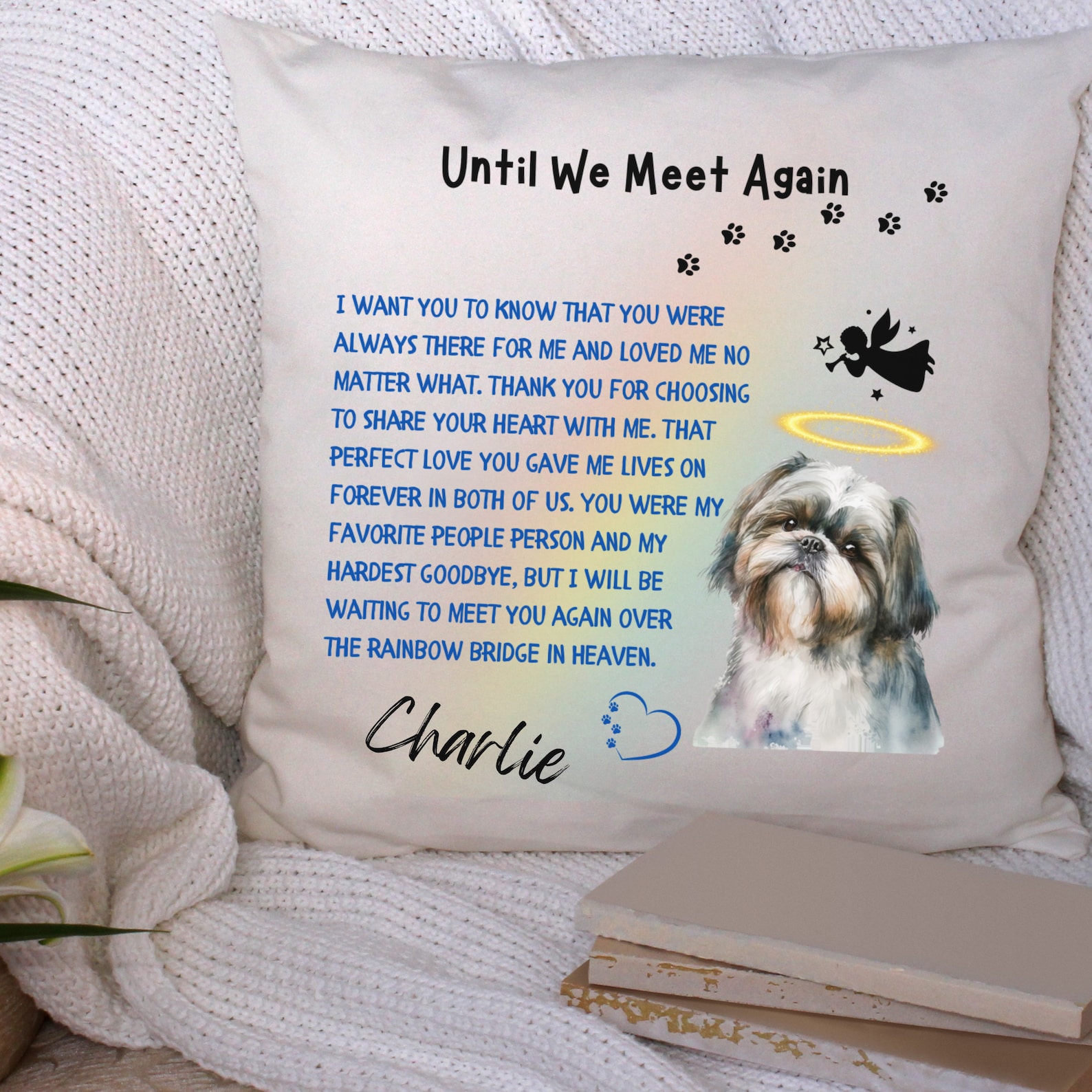 Personalized Shih Tzu Memorial Pillow, Custom Name Shih Tzu Pet Loss ...