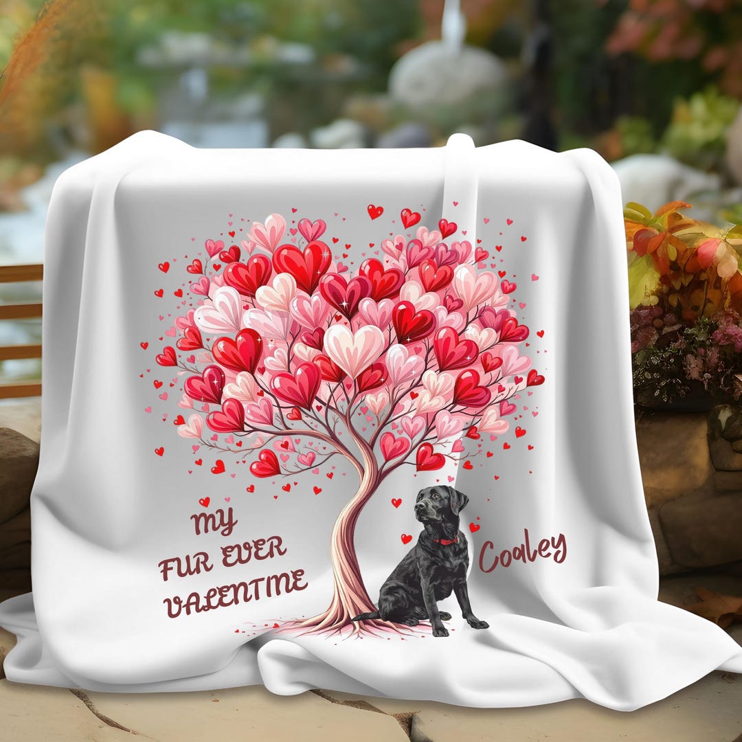 Personalized Black Labrador Dog Valentines Blanket, Custom Dog Name ...