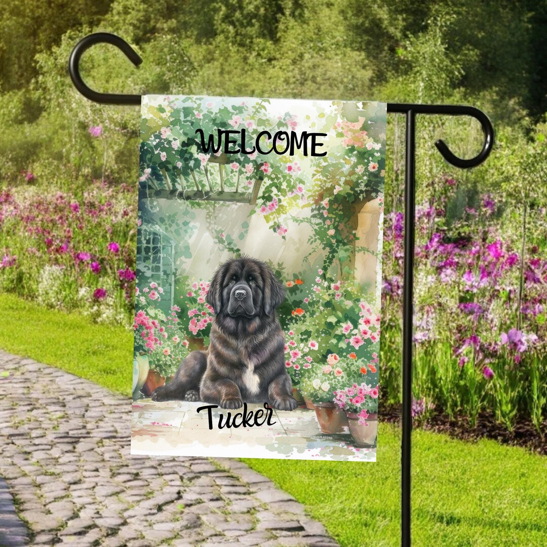 Newfie Personalized Garden Flag, Custom Dog Name Yard Sign, Dog Lover ...